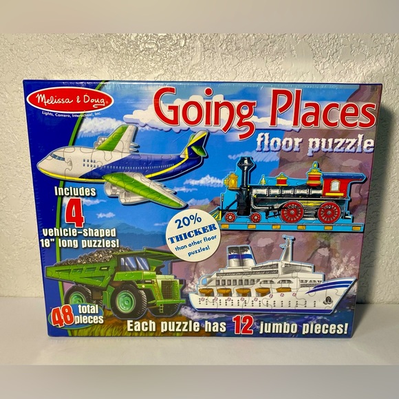 Melissa & Doug | Games | Melissa Doug Going Places Floor Puzzle Plane Train Ship Dump Truck ...